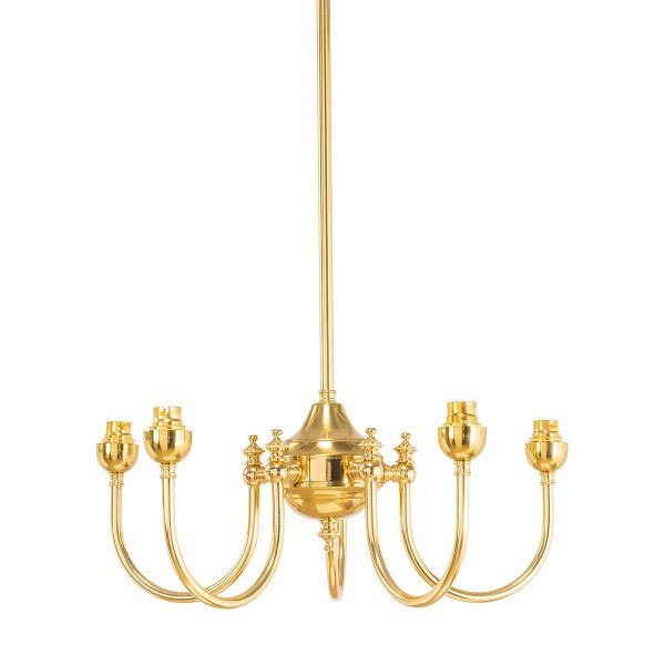 LI | Luke 5 Light Pendant Polished Brass Frame Only