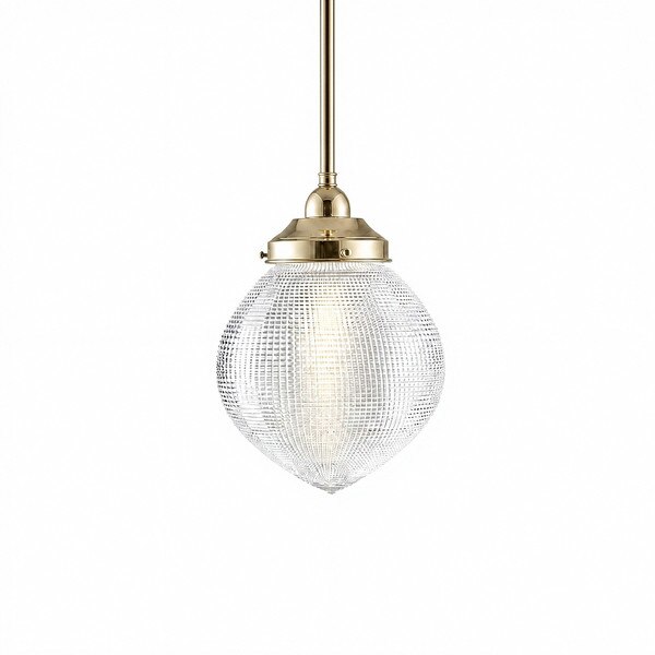 LI | Teardrop Hallophane 8" With 1/2" x 1/2m Rod Set Polished Brass